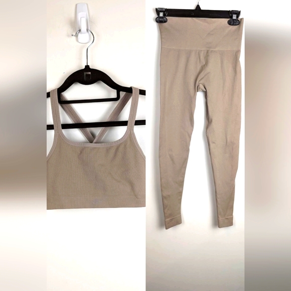 SET Active | Pants & Jumpsuits | Set Active Neutral Tan Workout Bra And ...
